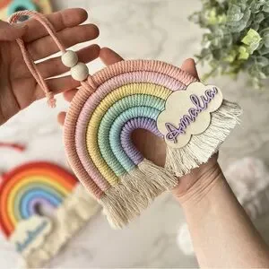 Hand Crafted | Wall Decor | Handmade Macrame Rainbow Wall Hanging With ...